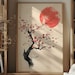 Pink Sakura Tree Poster, Japandi Wall Art Cherry Blossom Print Simple ...