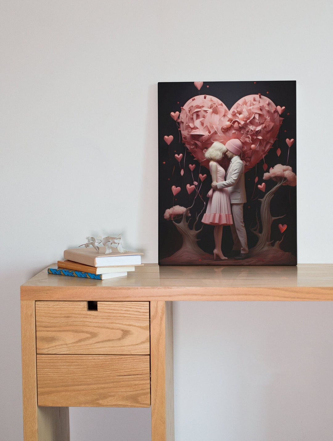 Pink Love Poster, Cute Wall Art for Anniversary Valentine's Day Gift ...