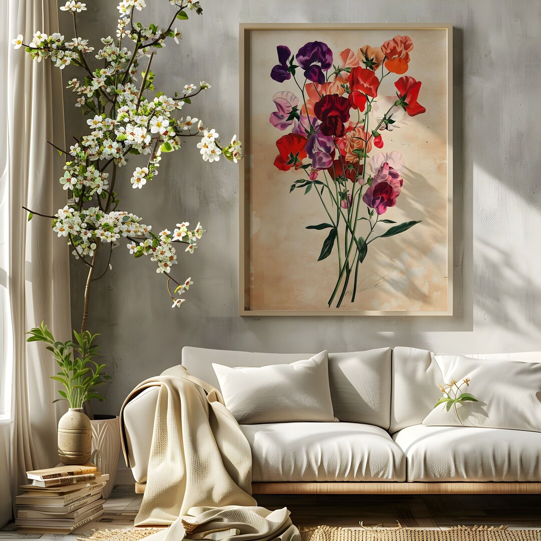 Sweet Pea Botanical Poster 6, Cute Design Coquette Room Decor Elegant ...