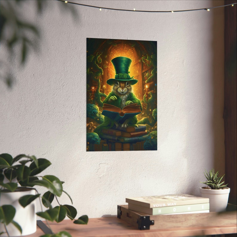 Lucky Rabbit Leprechaun Poster, Whimsical St Patricks Day Wall Art ...