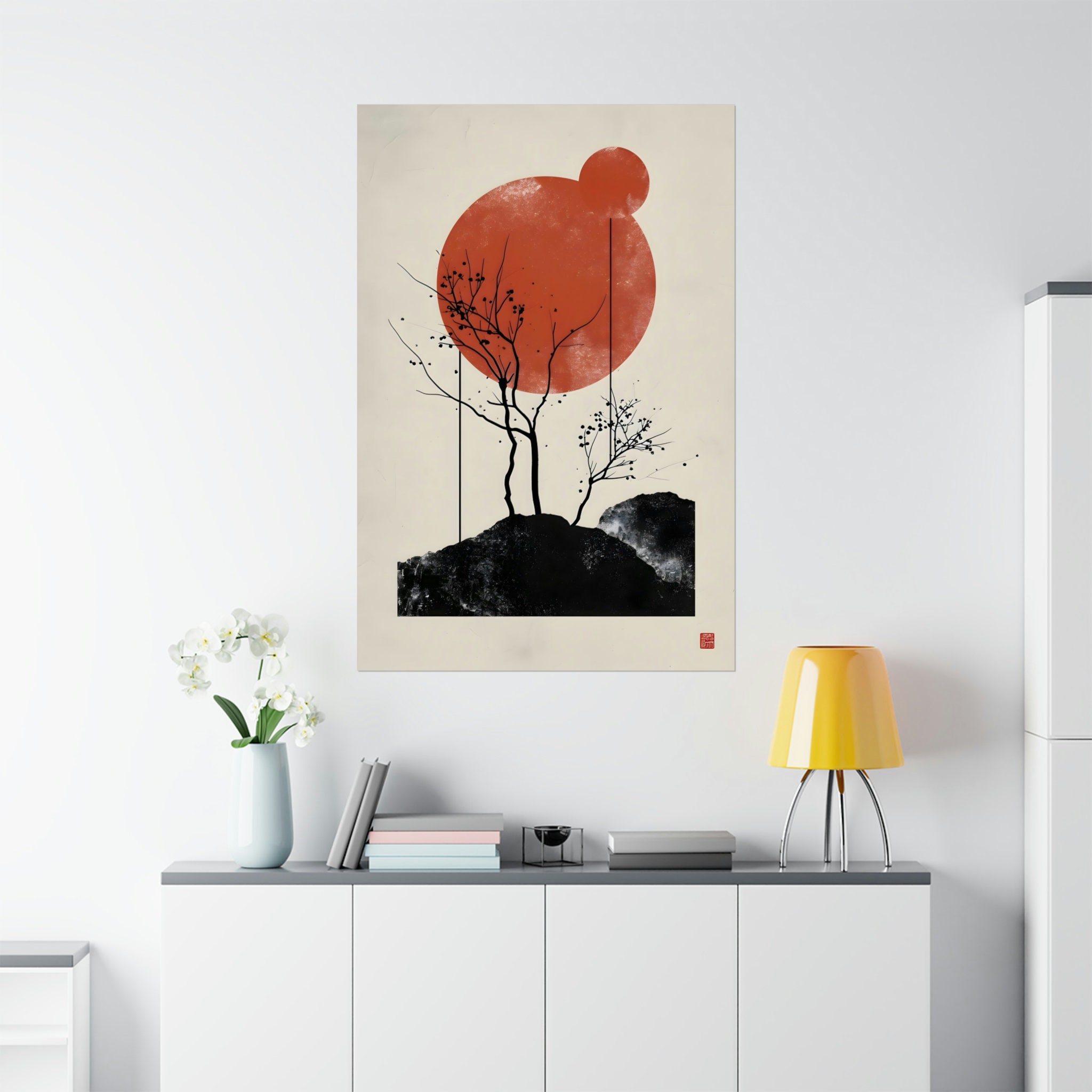 Japanese Landscape Poster 1, Japandi Wall Art Mystical Sunset Print ...