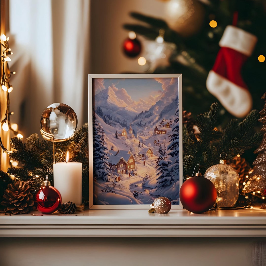 Festive Landscape Poster 4, Winter Wonderland Whimsical Decor Christmas ...
