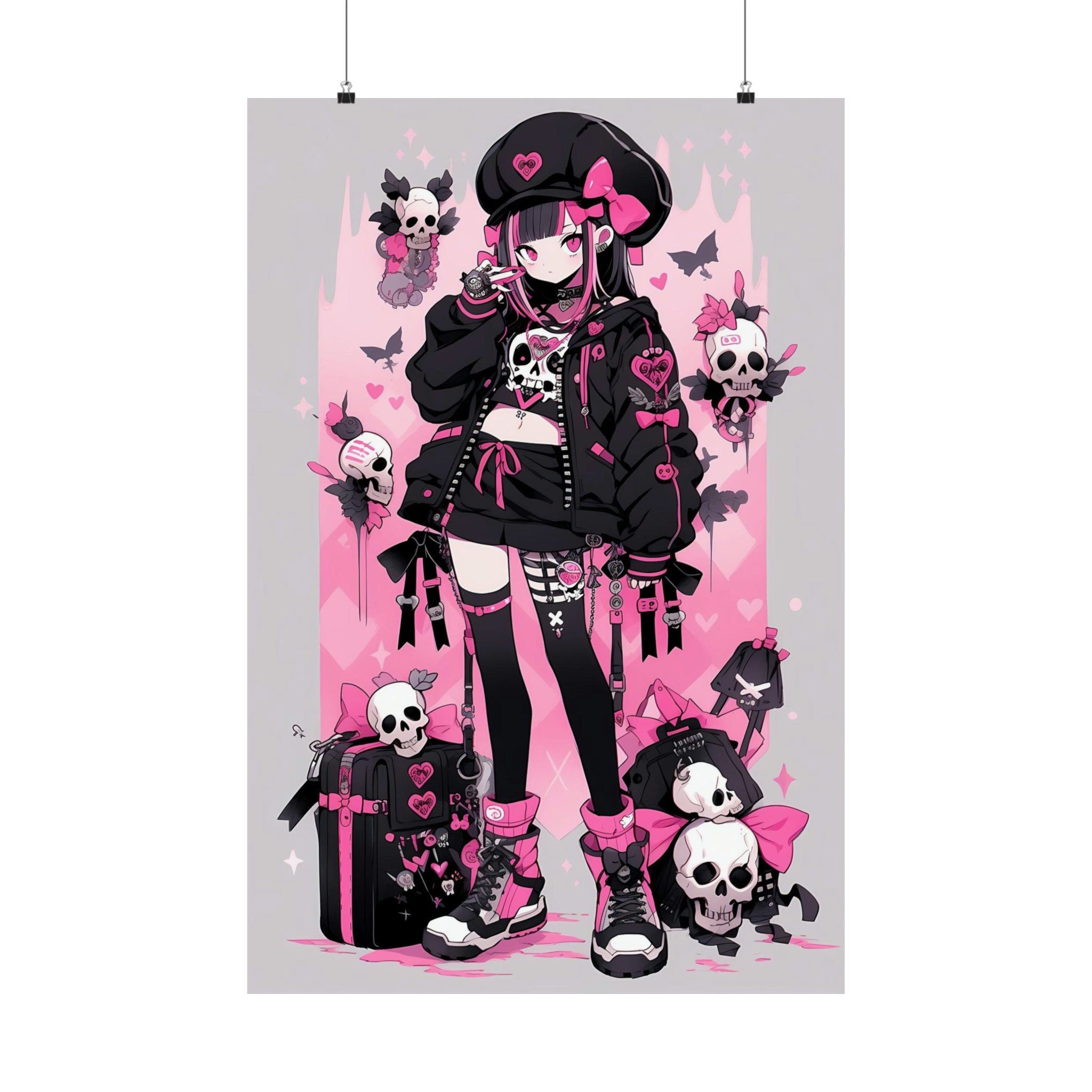 Halloween Emo Anime Girl Poster 5, Goth Teenager in Halloween Costume ...