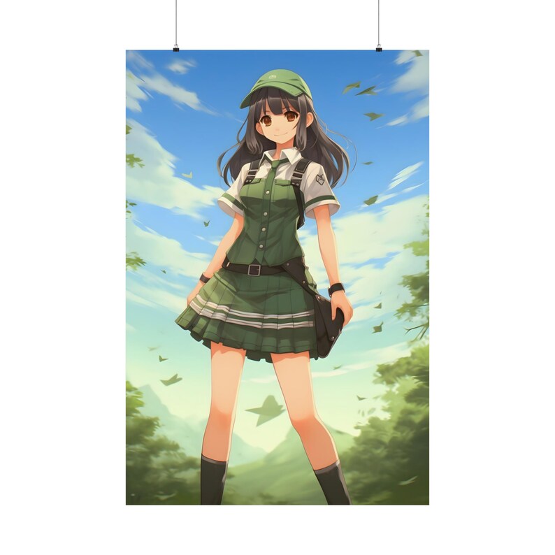 Manga Girl Scout Poster 2, Feminine Vibe Wall Art Girly Artwork Kawaii ...