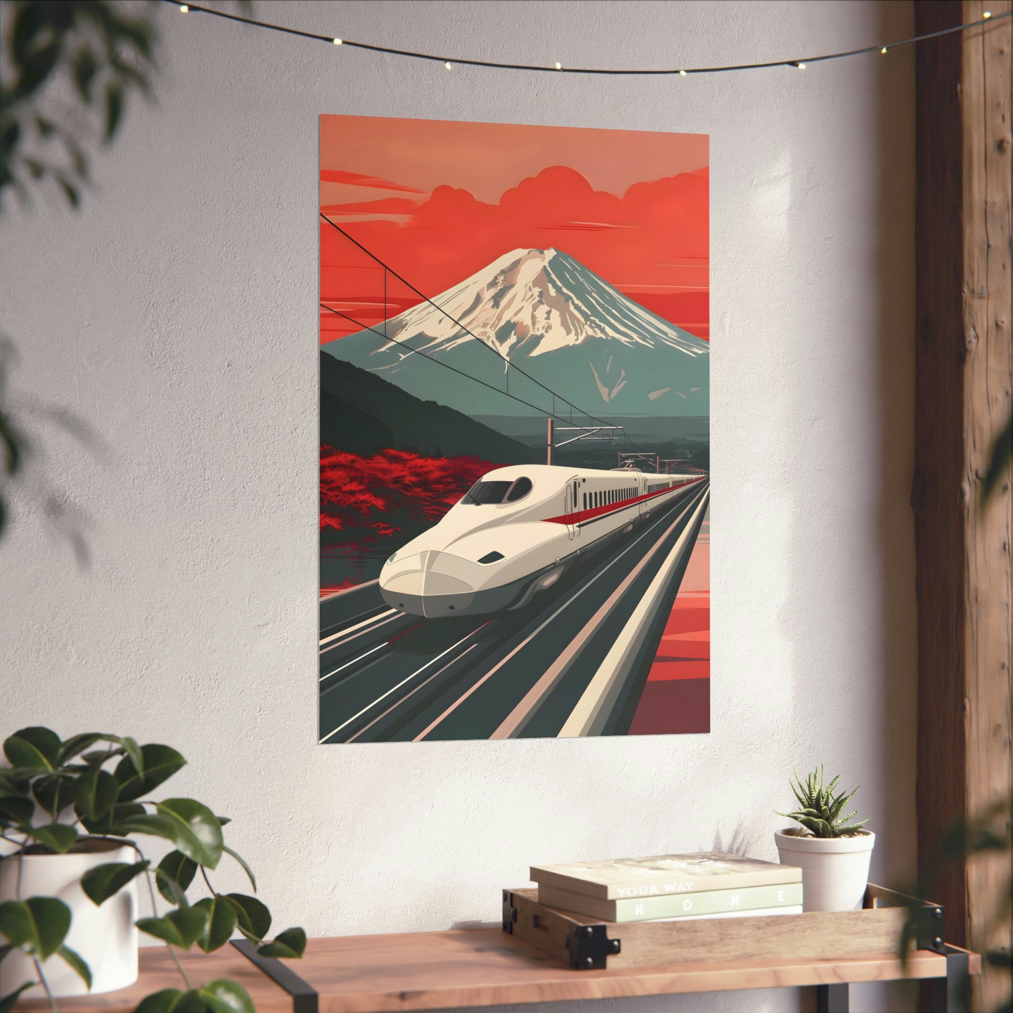 Shinkansen Poster 3, Japandi Wall Art Fujiyama Volcano Japan View Mount ...