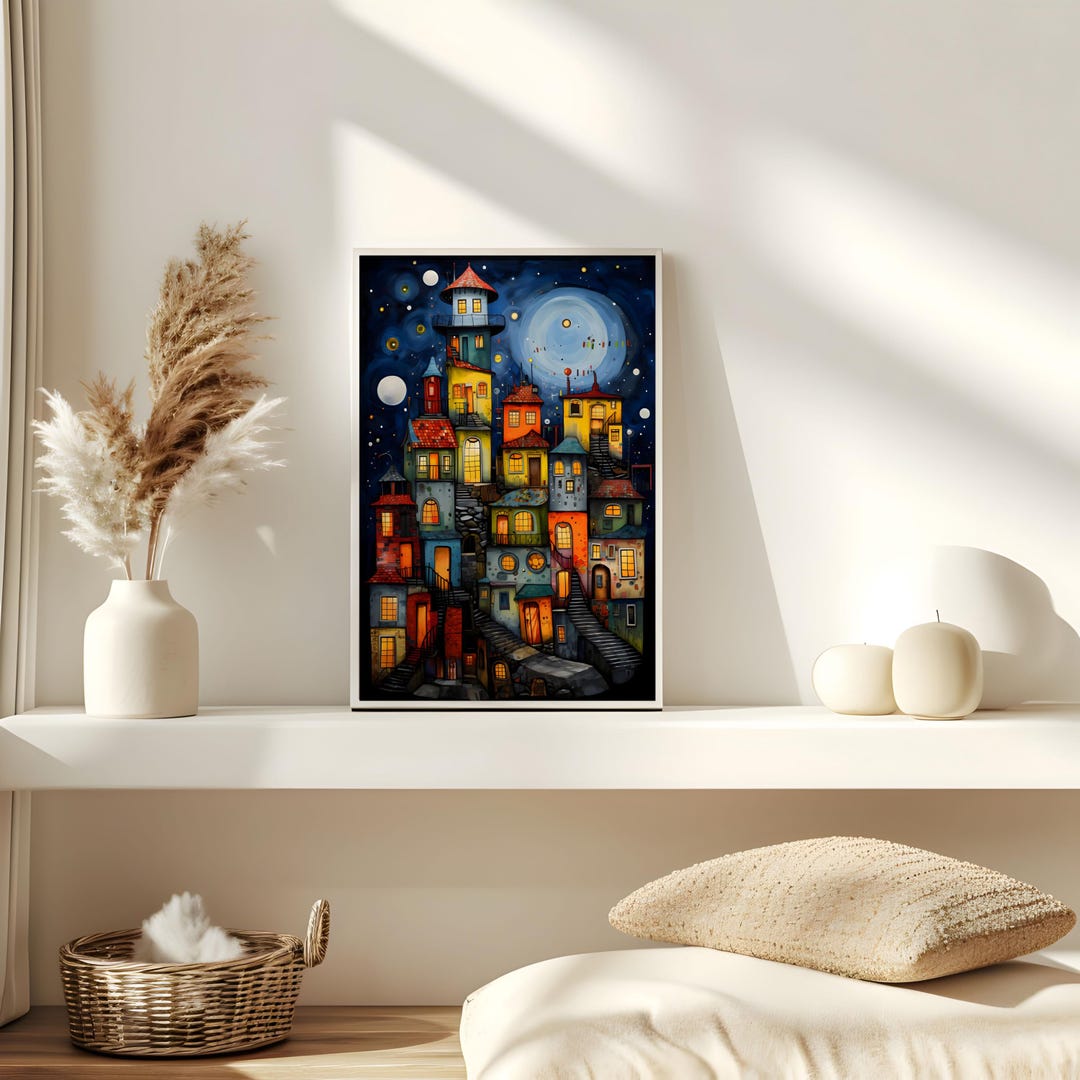 Crooked House Poster 1, Whimsical Cityscape Print Whimsywave Inspired ...