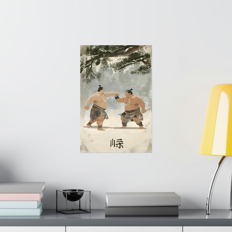 Sumo Wrestlers Poster, Japandi Wall Art Sports Decoration Martial Arts ...