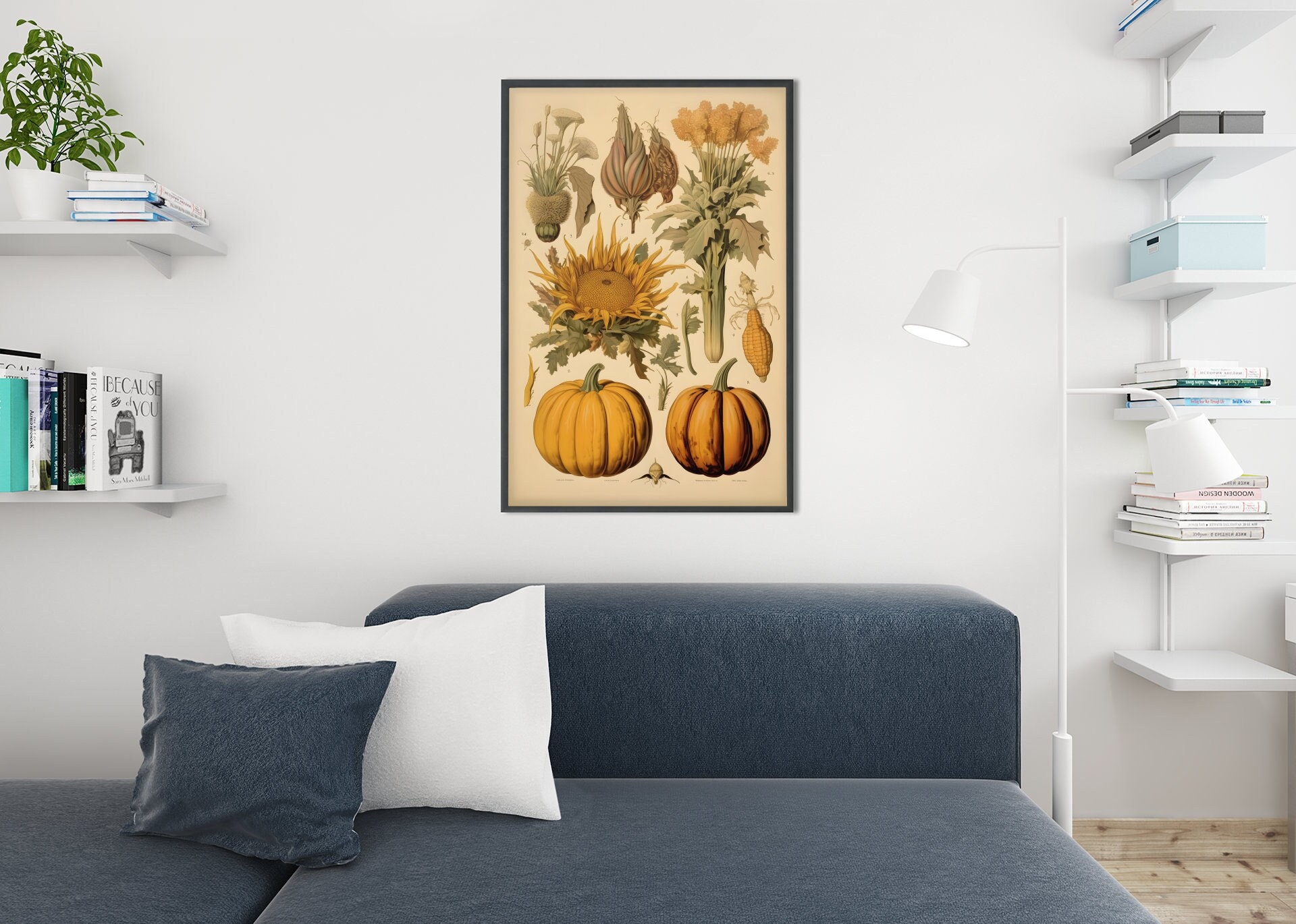 Vintage Pumpkin Poster 2, Retro Harvest Wall Art Vintage Botanical ...