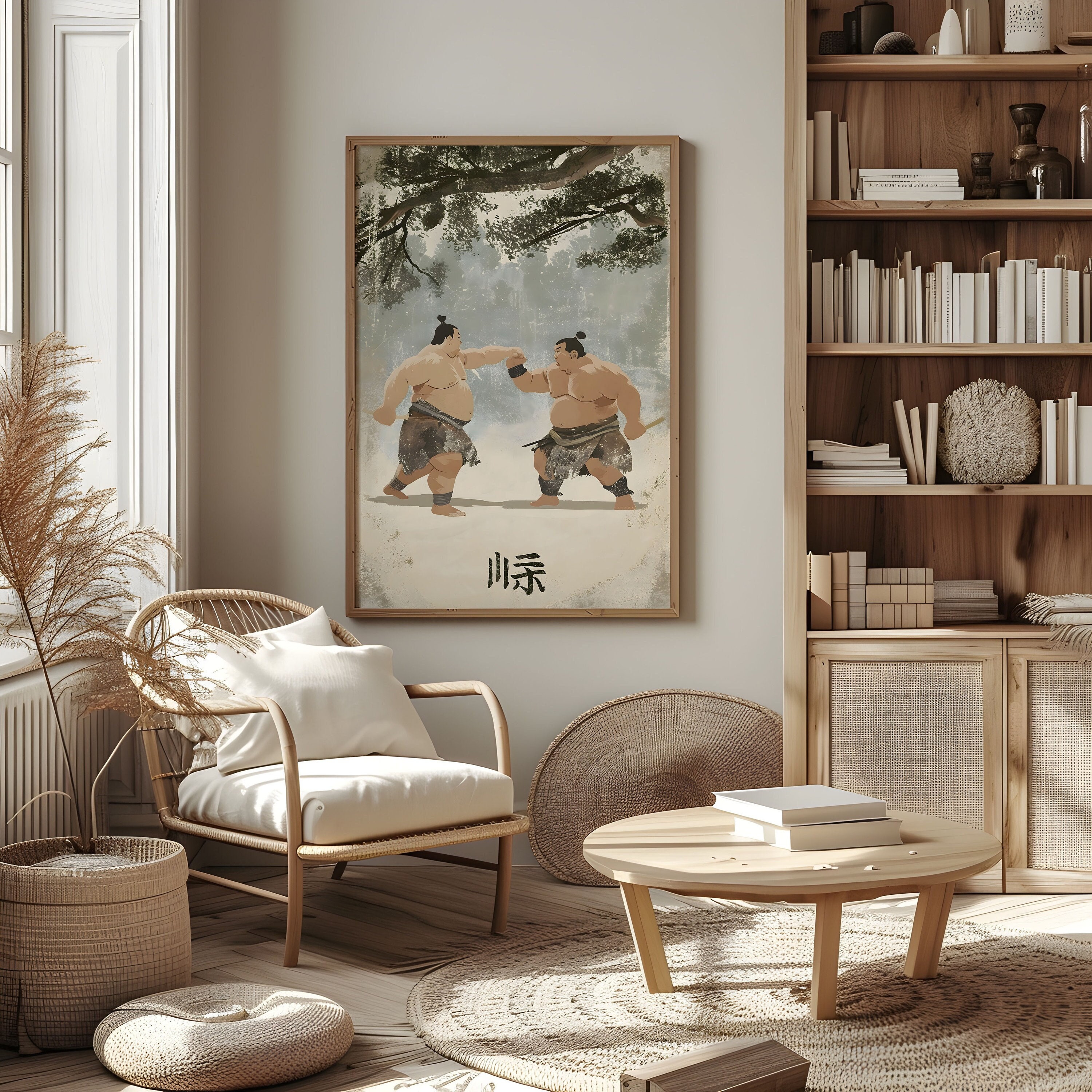 Sumo Wrestlers Poster, Japandi Wall Art Sports Decoration Martial Arts ...