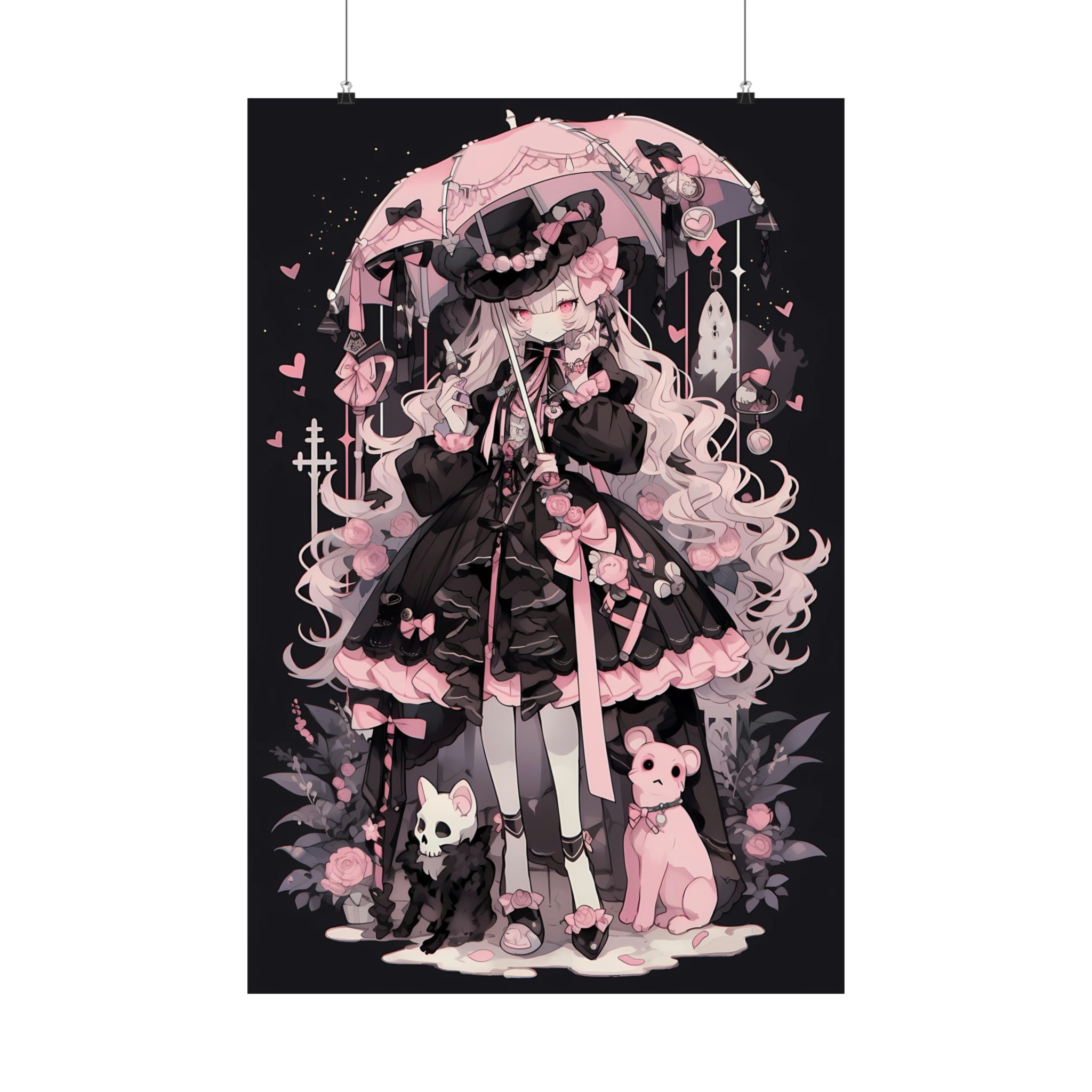 Halloween Emo Anime Girl Poster 1, Whimsical Manga Drawing Wall Art ...