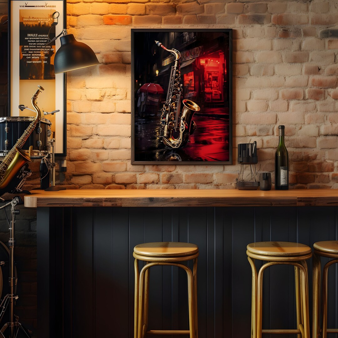 Jazz Club Saxophone Poster 2, Musical Instrument Wall Art Music Sax ...