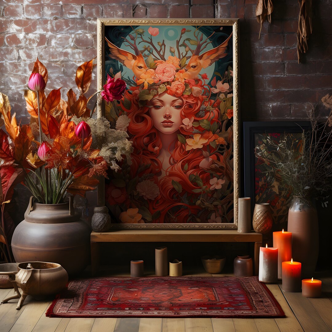 Jackalope Girl Poster, Fantasy Jungle Wall Art Strange Magical Room ...