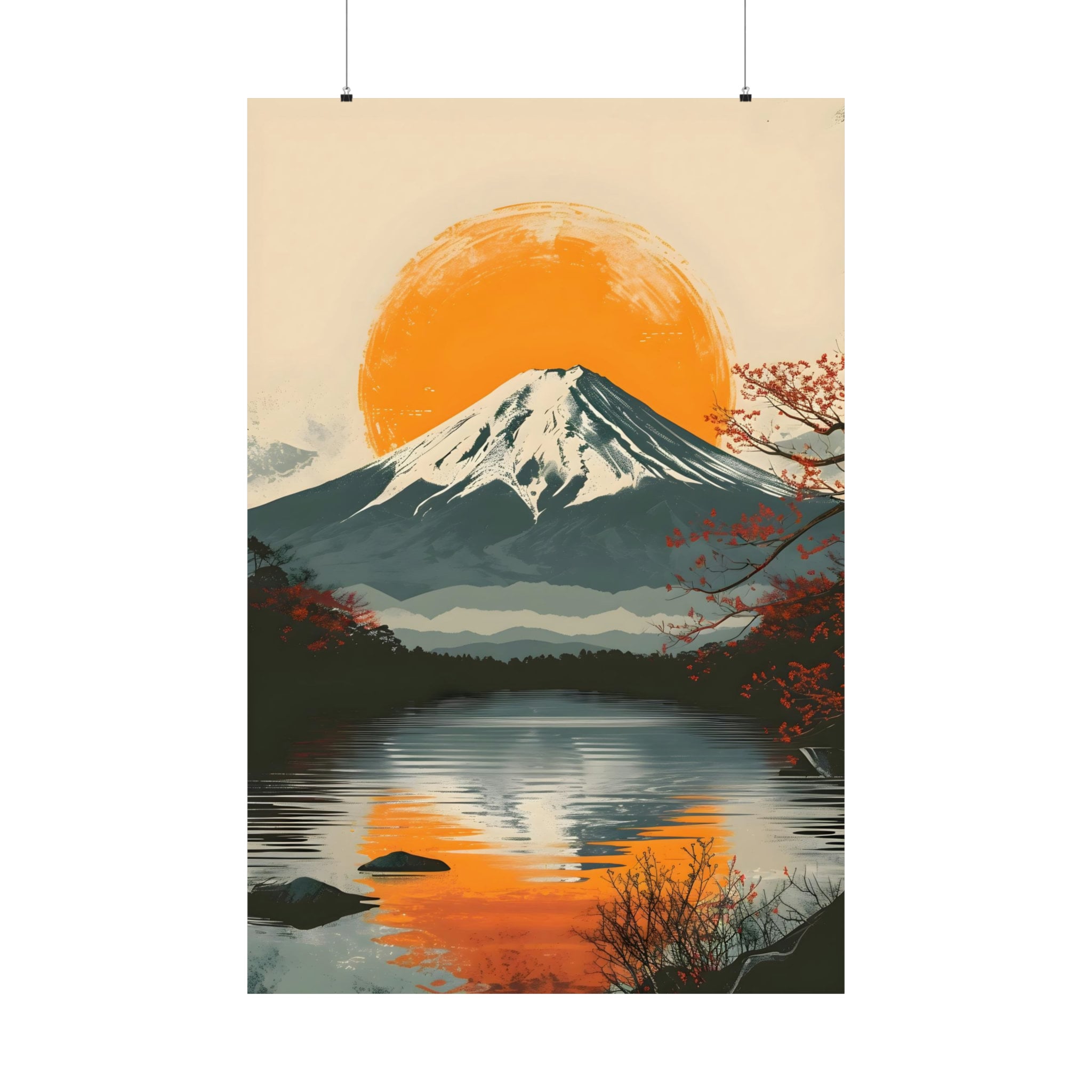 Mount Fuji Poster 4, Japandi Wall Art Japanese Volcano Decor Sunrise ...