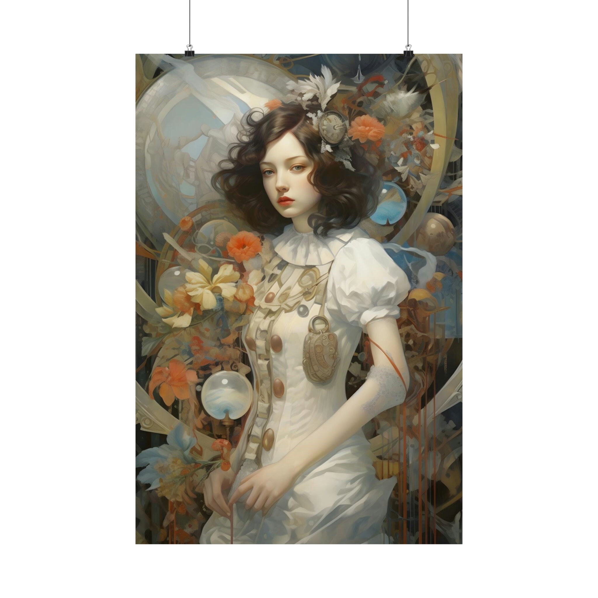 Magical Fantasy Girl Poster, Mysterious Steampunk Wall Art for Living ...