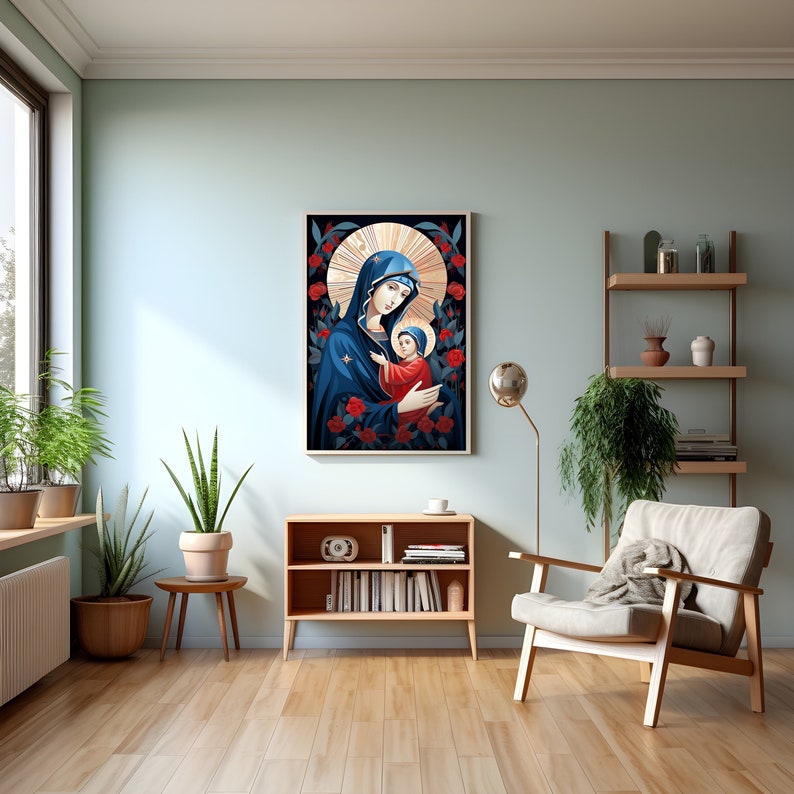 Blessed Virgin Mary With Baby Jesus Poster, Christmas Portrait of Holy ...