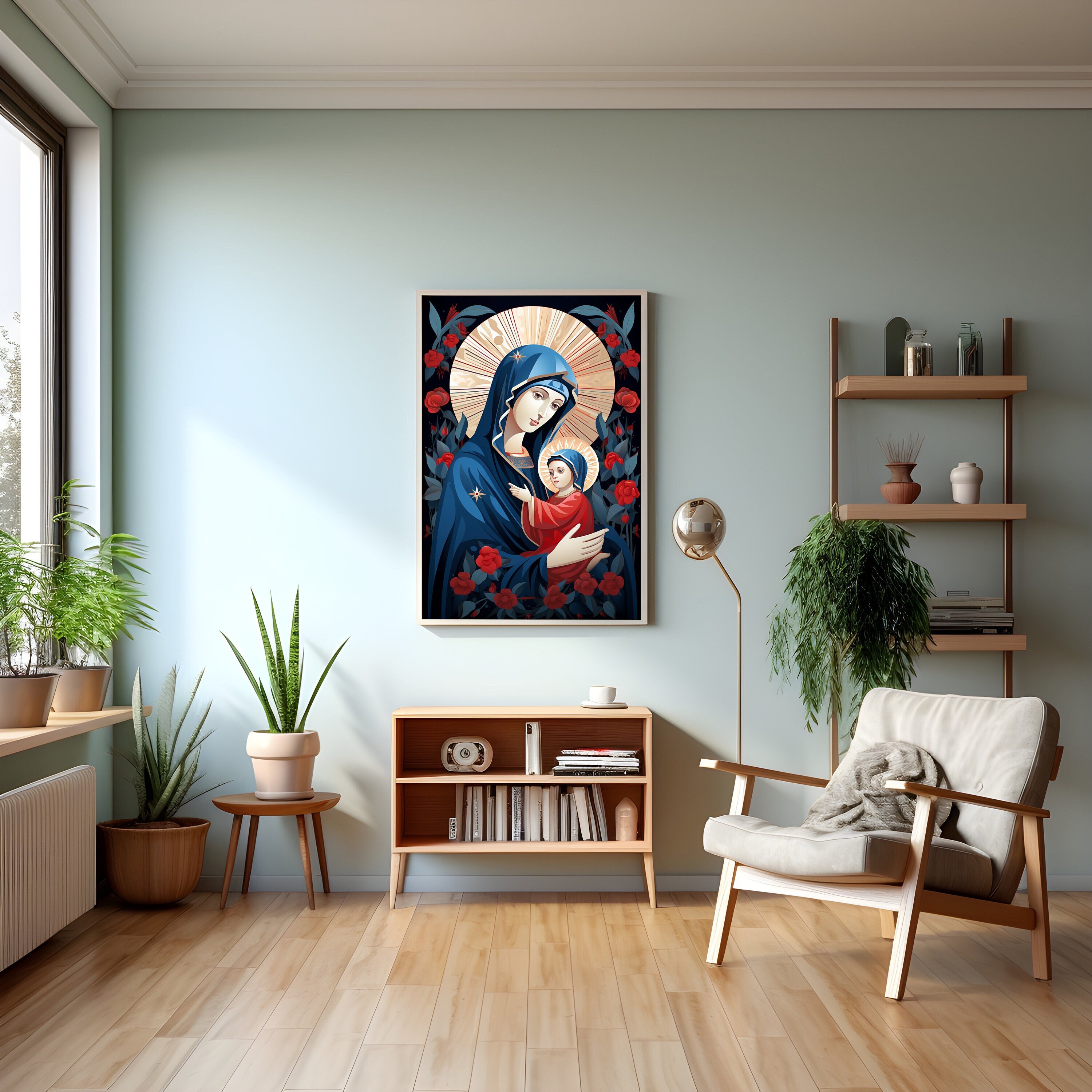 Blessed Virgin Mary With Baby Jesus Poster, Christmas Portrait of Holy ...