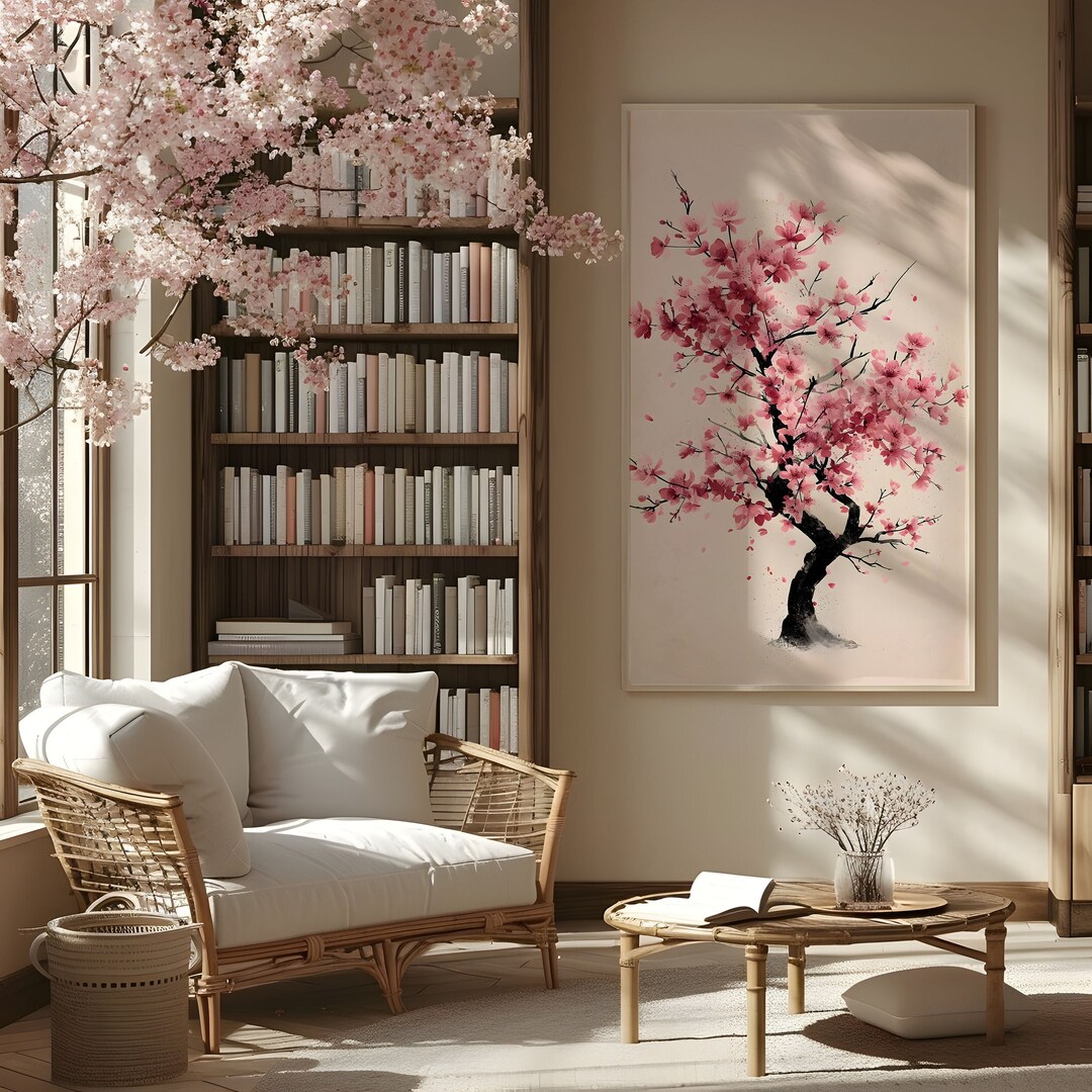 Cherry Blossom Tree Poster 2, Japandi Wall Art Pink Sakura Flowers ...