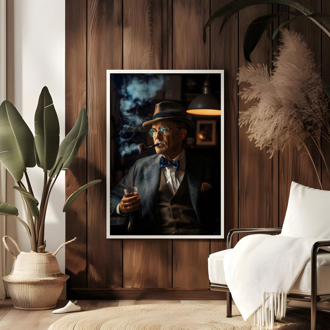Vintage Gentleman Poster 2, Bar Man Cave Home Decor Masculine Wall Art ...