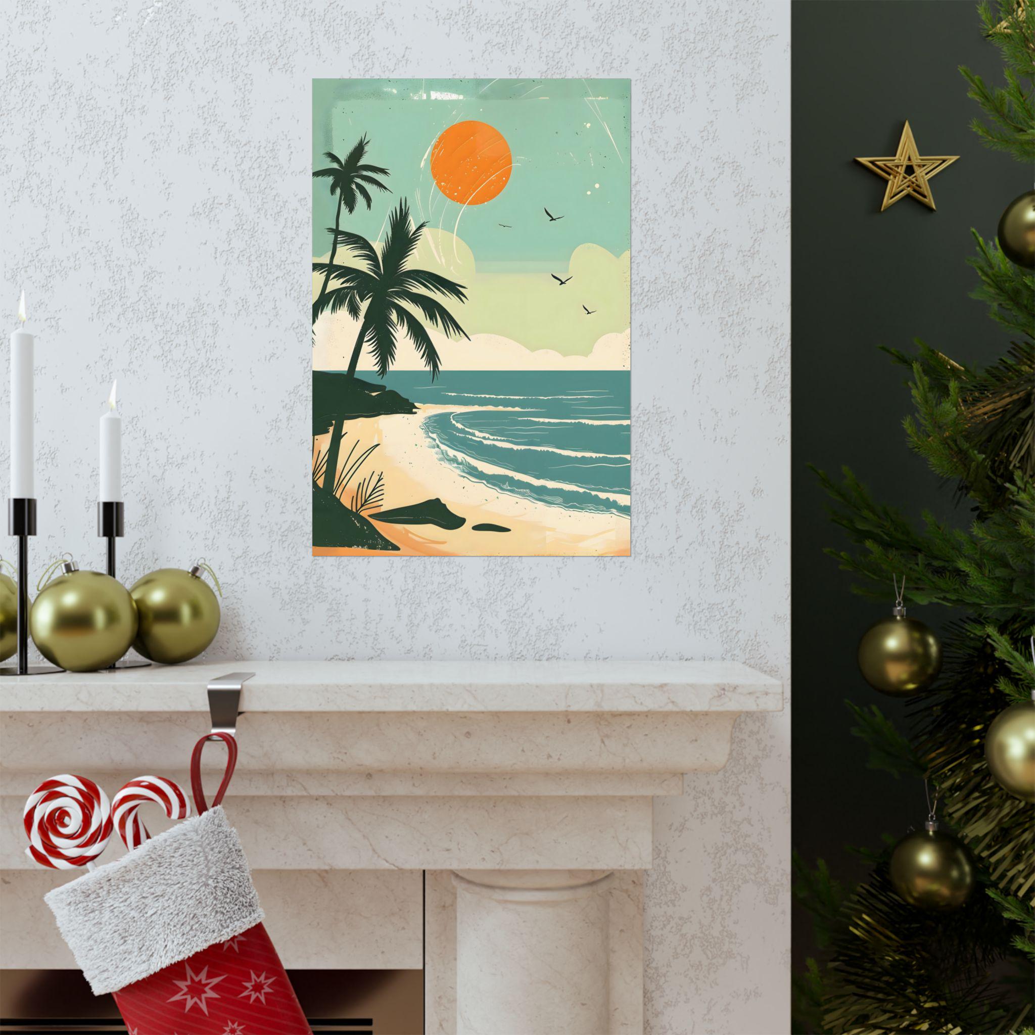 Vintage Vibes Beach Poster, Beachy Wall Art Ocean Inspired Style Retro ...