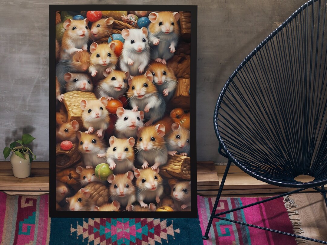 Colourful Hamsters Poster, Charming Wall Art for Child Bedroom Rodent ...