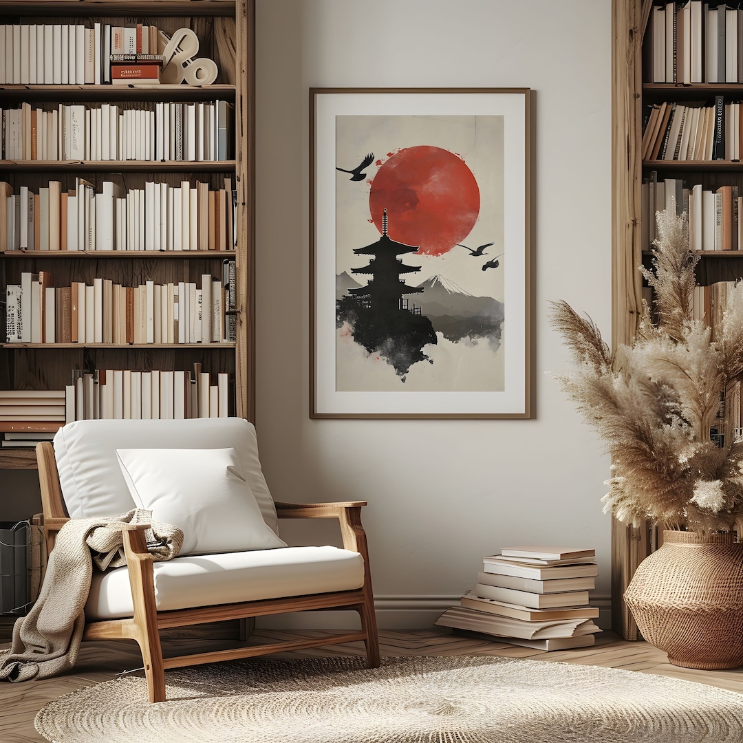 Japanese Pagoda Poster 1, Japandi Wall Art Simple Japan Room Decor ...