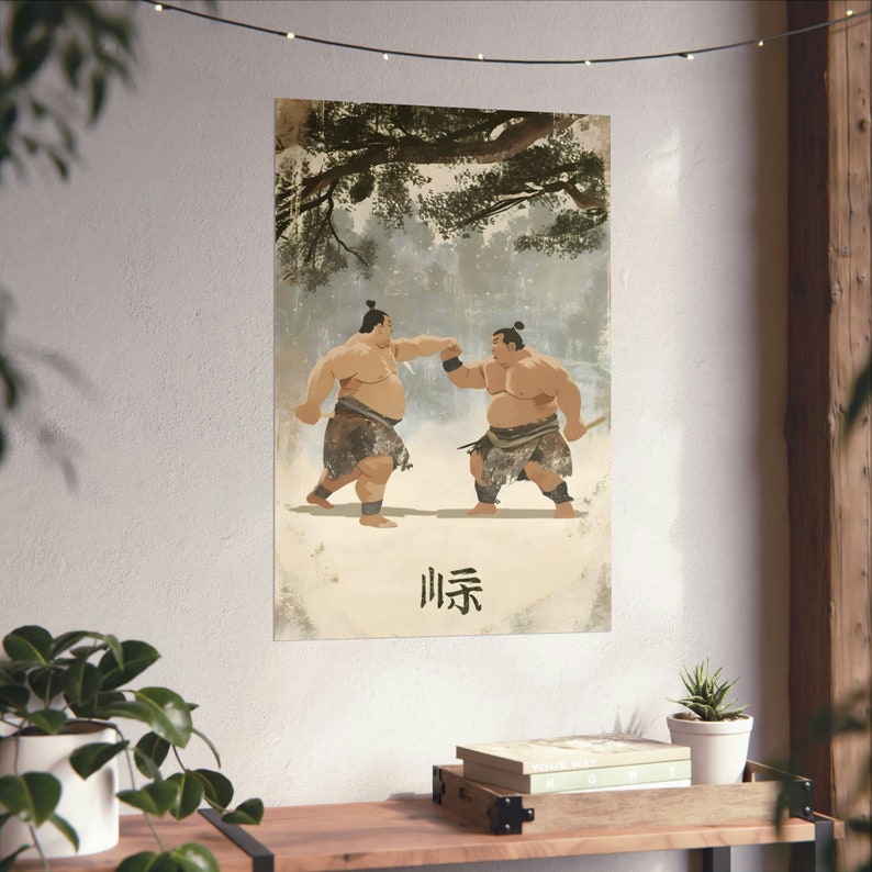 Sumo Wrestlers Poster, Japandi Wall Art Sports Decoration Martial Arts ...