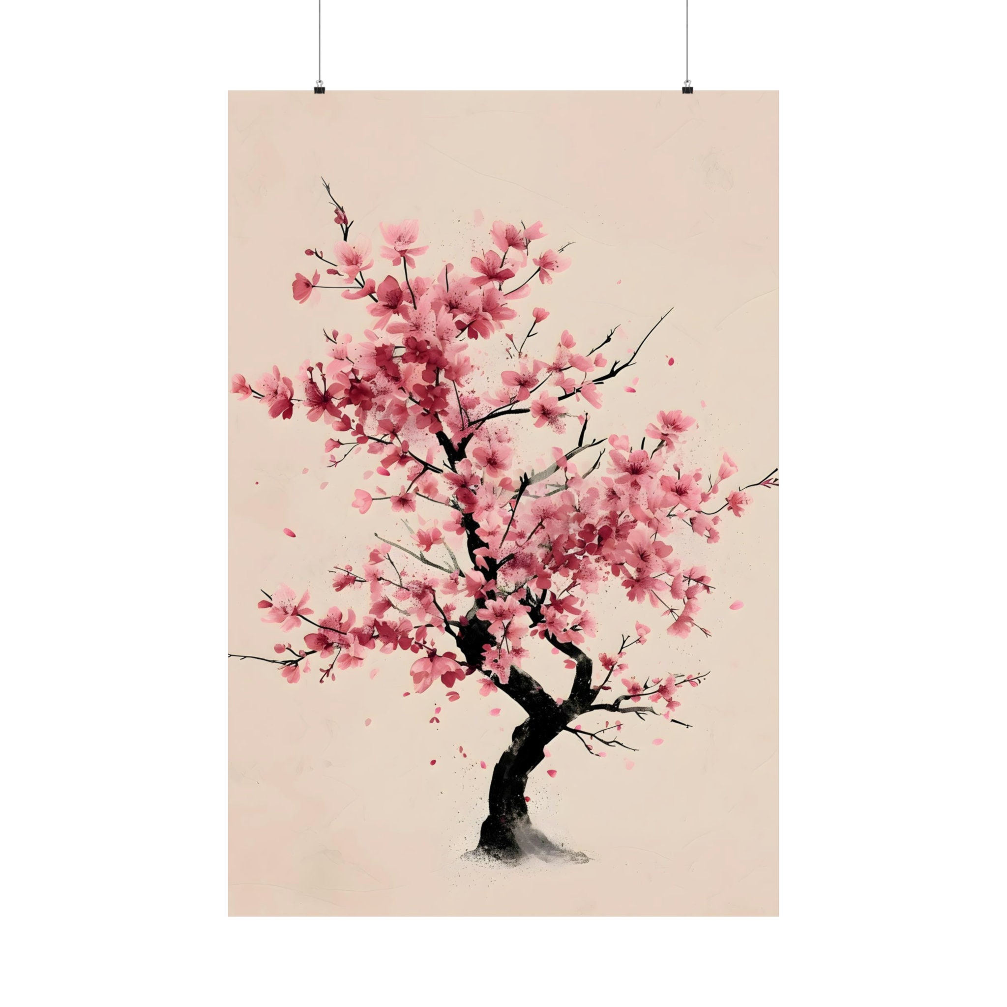 Cherry Blossom Tree Poster 2, Japandi Wall Art Pink Sakura Flowers ...