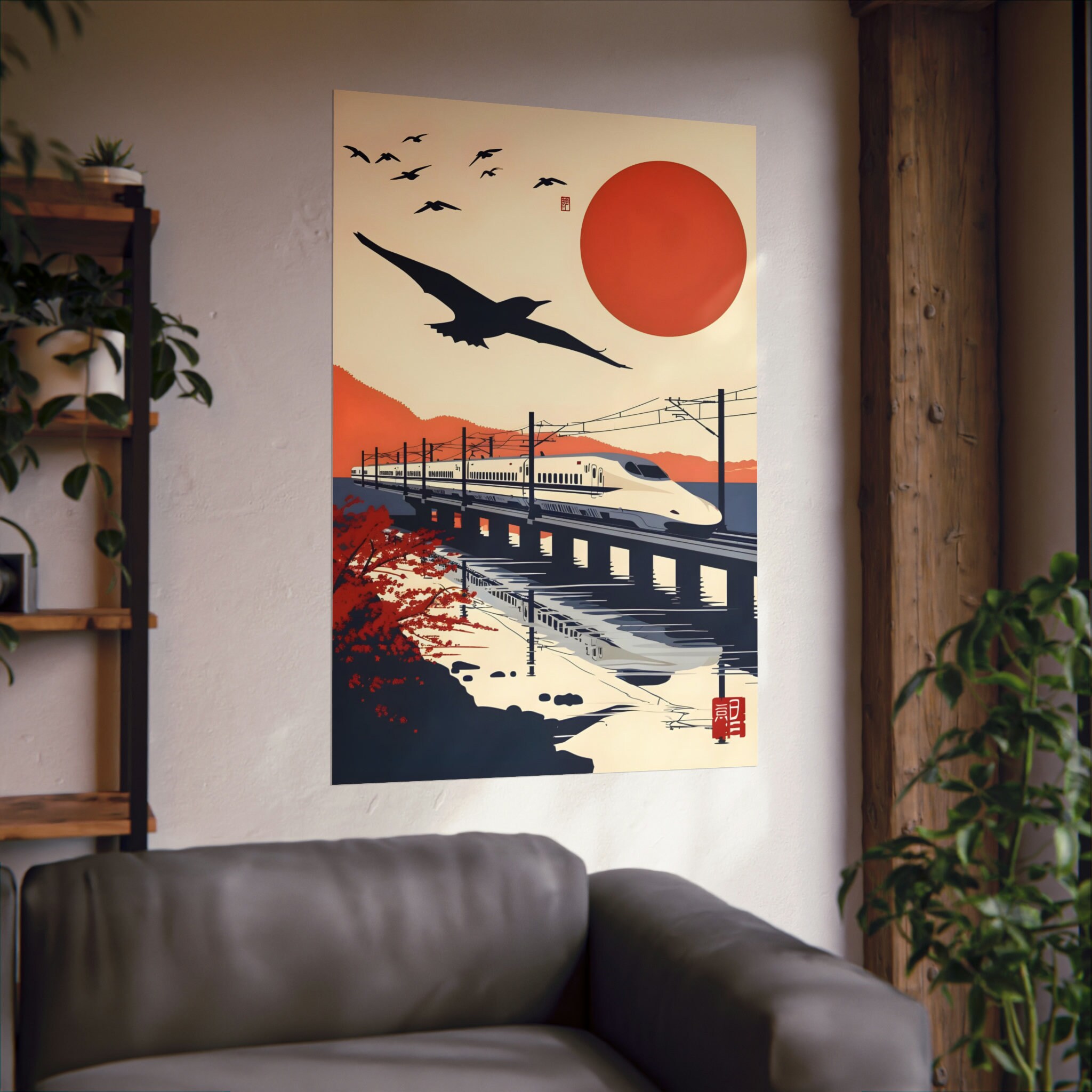 Shinkansen Poster 1, Japandi Wall Art Japanese High Speed Rail Print ...