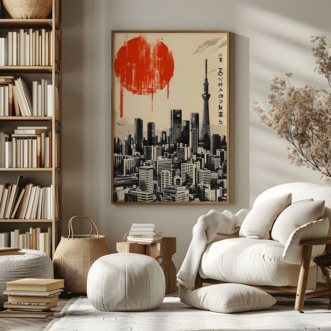 Tokyo Skyline Poster 2, Japandi Wall Art Big City Landscape Japanese ...