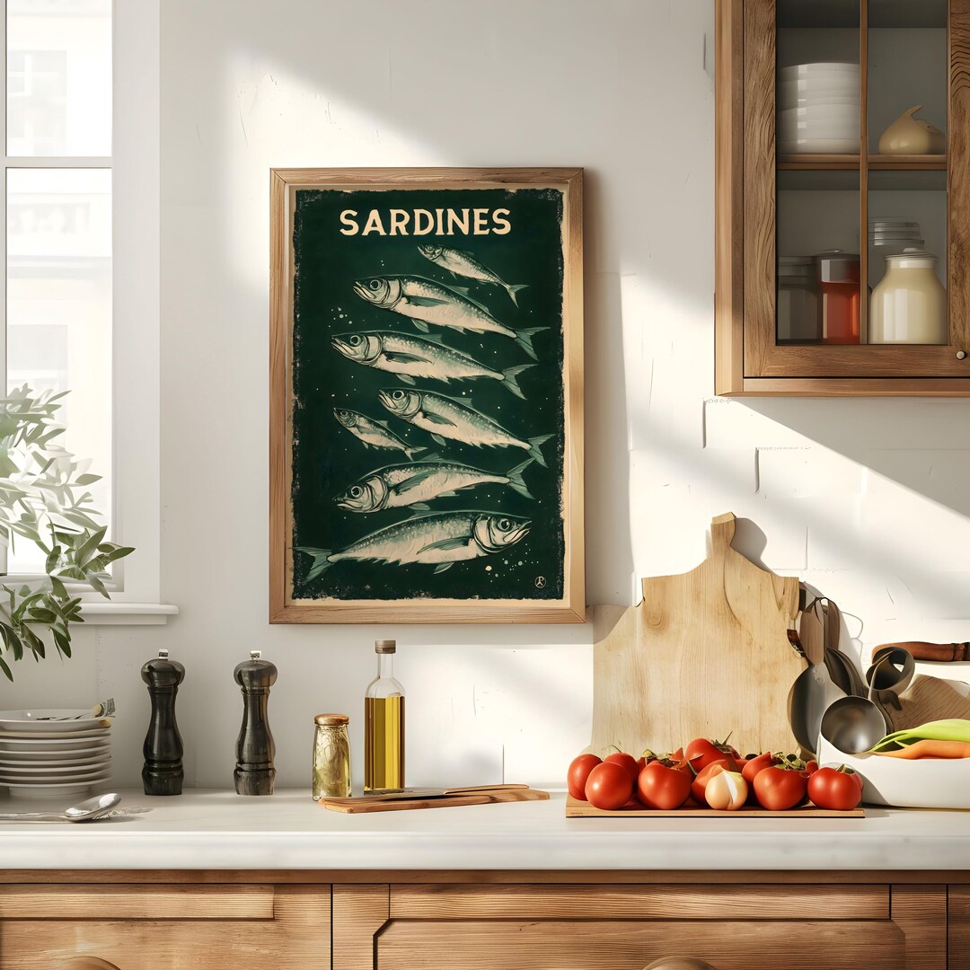 Vintage Sardines Poster 3, Lighthouse Kitchen Decor Style Fisherman ...