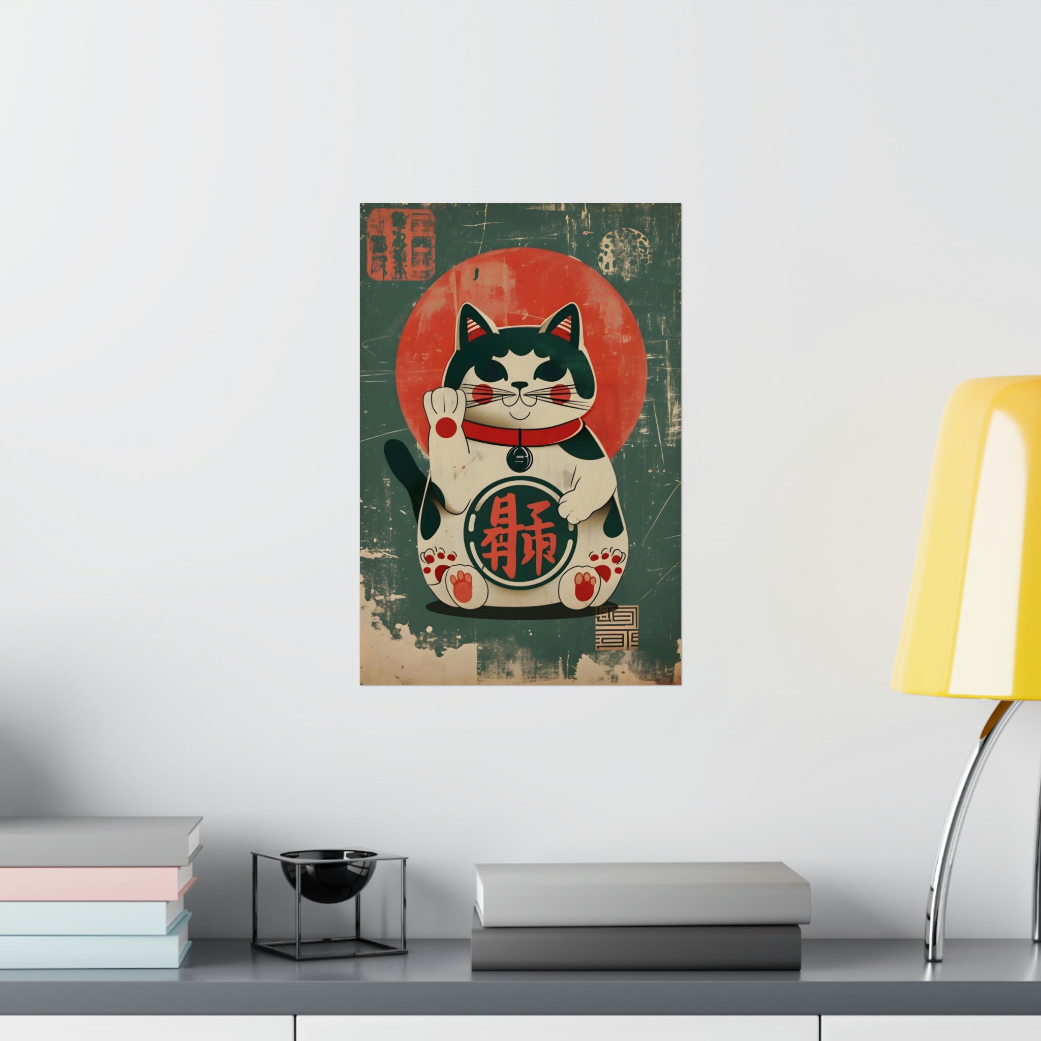 Maneki Neko Poster 2, Japandi Wall Art Wabi Sabi Decor Beckoning Cat ...