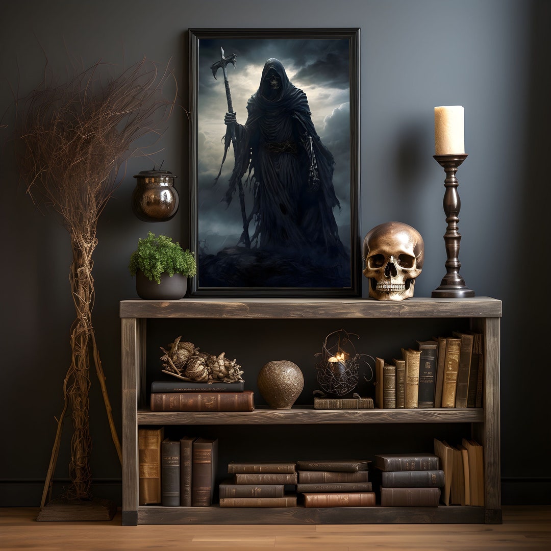 Grim Reaper Poster, Dark Horror Wall Art Halloween Decor Gift for Book ...