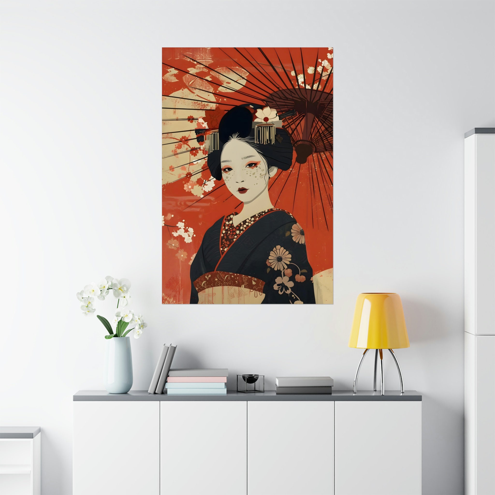 Geisha Poster 3, Japandi Wall Art Kimono Dress Girl Print Kanzashi Hair ...