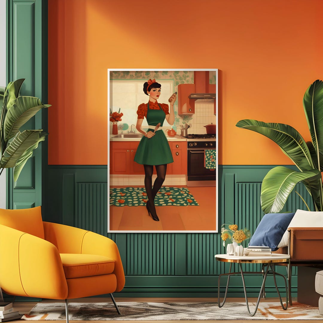 Retro Kitchen Poster 3, Farmhouse Style Home Decor Midcentury Modern ...