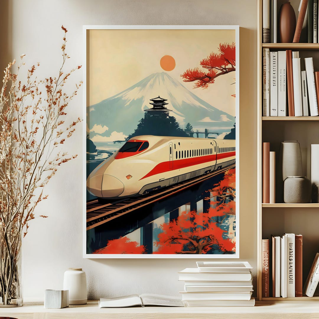 Shinkansen Travel Poster 1, Japandi Wall Art Japanese Landscape Home ...