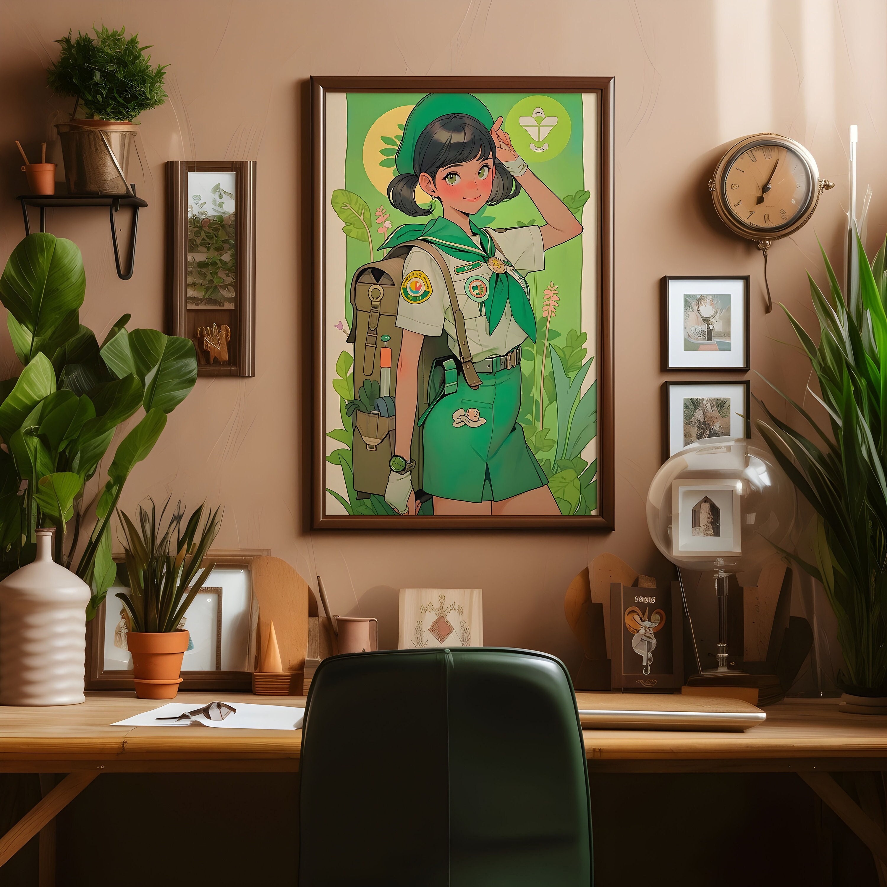 Anime Girl Scout Poster 2, Adventurous Young Lady Wall Art Decorative ...