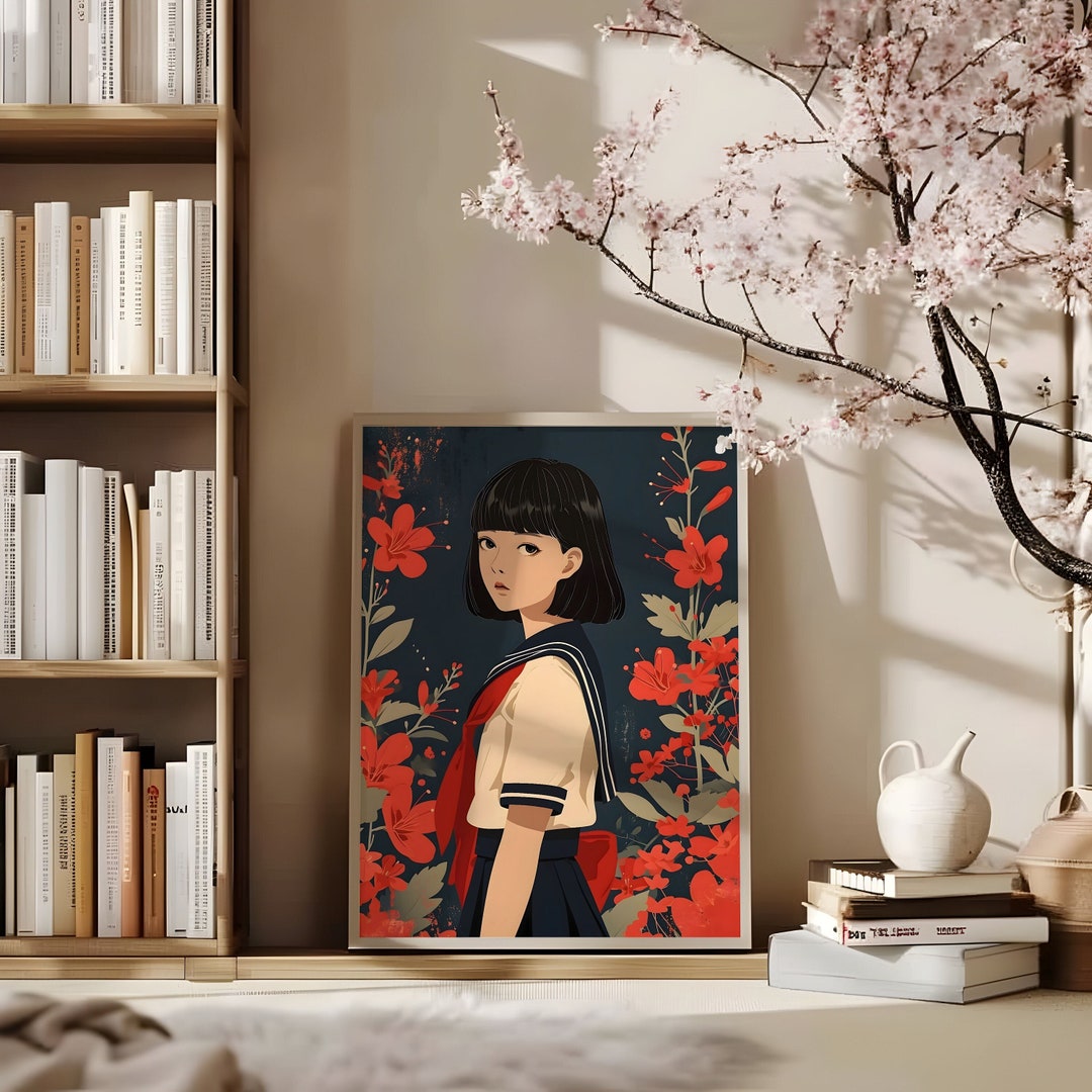 Japanese Schoolgirl Poster 1, Japandi Wall Art Japan School Uniform ...