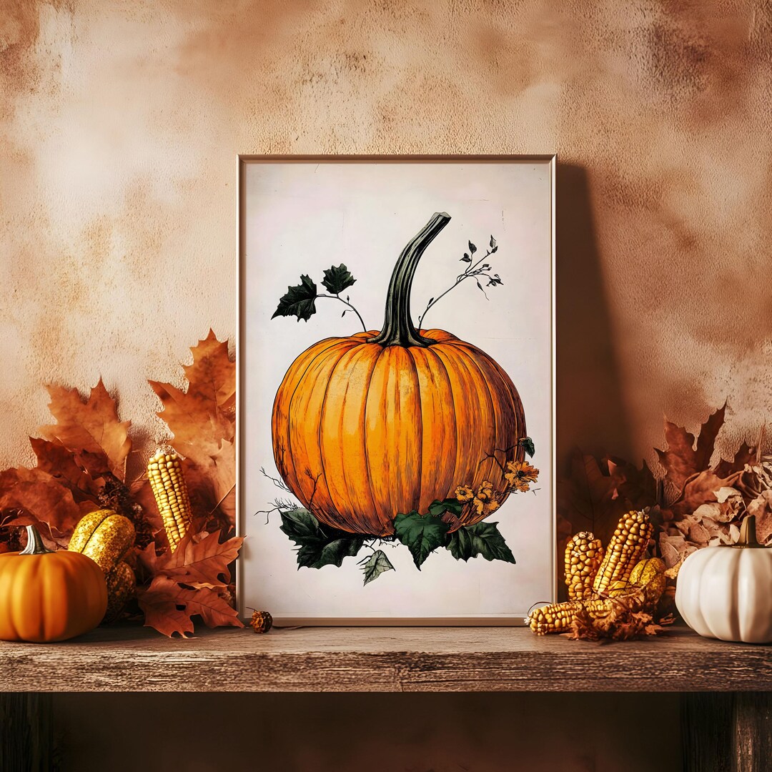 Pumpkin Rustical Harvest Poster 4, Vintage Farmer Gifts Retro Book ...