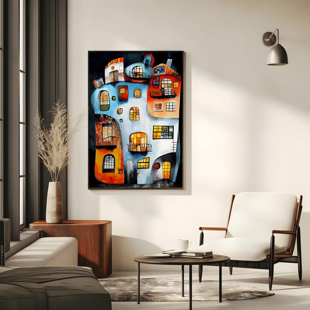 Fantasy City Poster 3, Fantastic Town Artwork Magic Abstract Home Decor ...