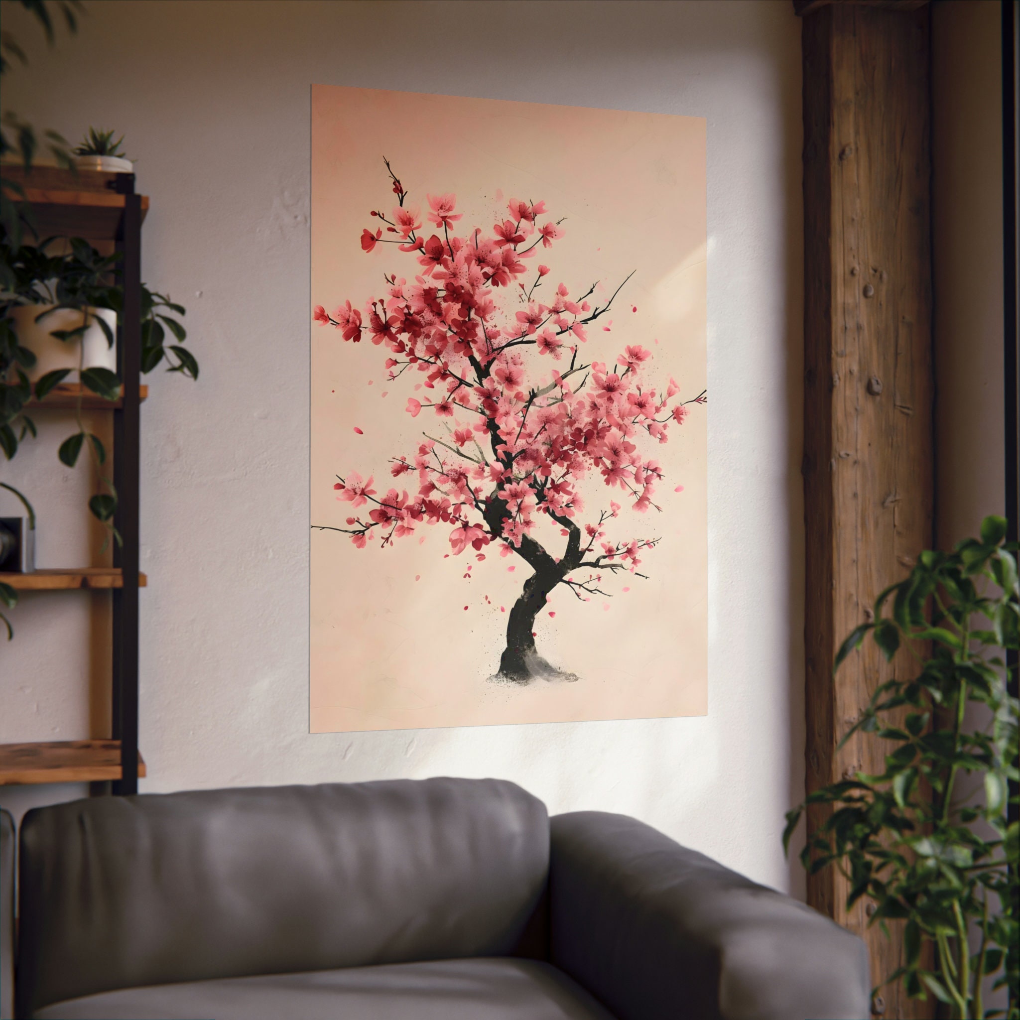 Cherry Blossom Tree Poster 2, Japandi Wall Art Pink Sakura Flowers ...