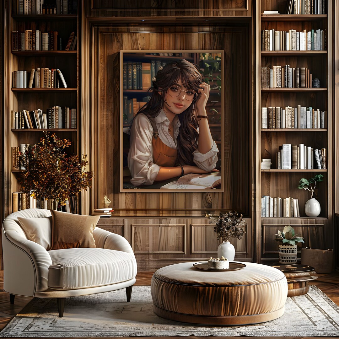 Romantic Librarian Poster, Cute Girl Room Decor Reading Decoration ...