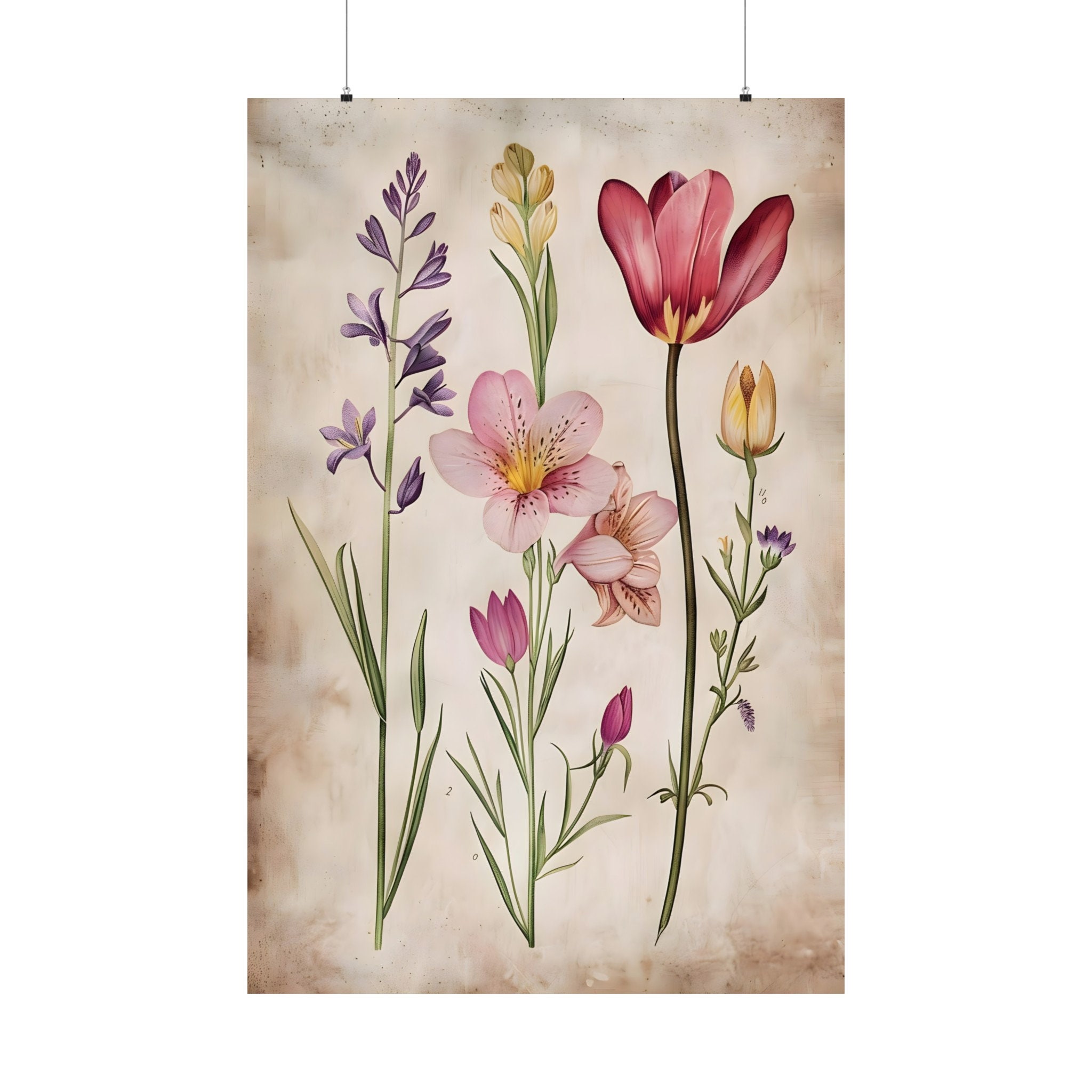 Vintage Spring Botanical Poster 2, Old Book Illustration Print Retro ...