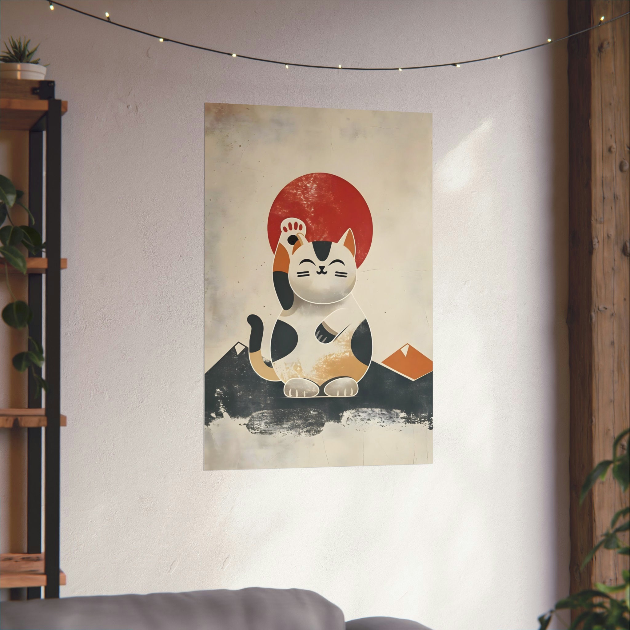 Maneki Neko Poster 3, Japandi Wall Art Cute Little Lucky Cat Print Wabi Sabi Beckoning Cat Decor ...