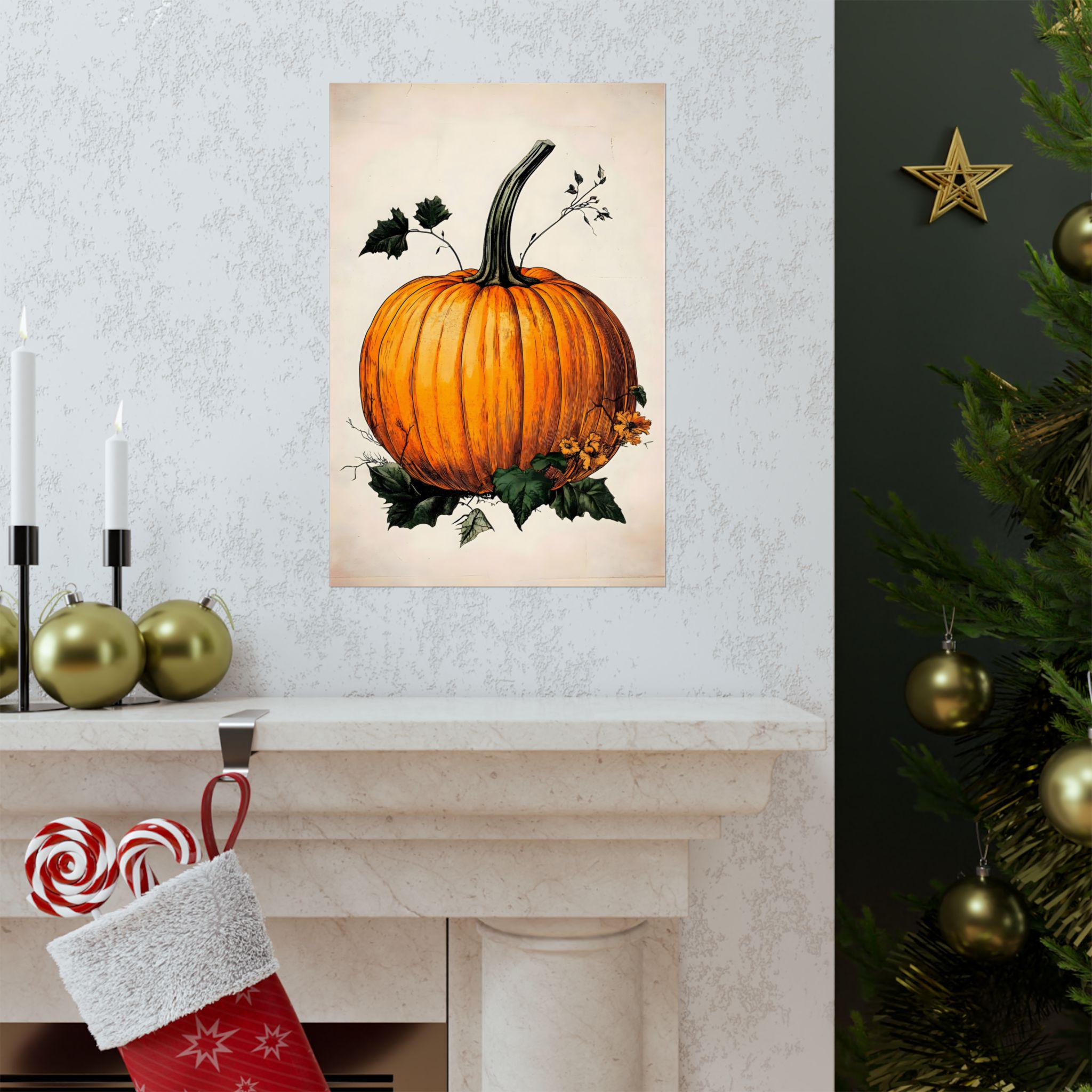 Pumpkin Rustical Harvest Poster 4, Vintage Farmer Gifts Retro Book ...