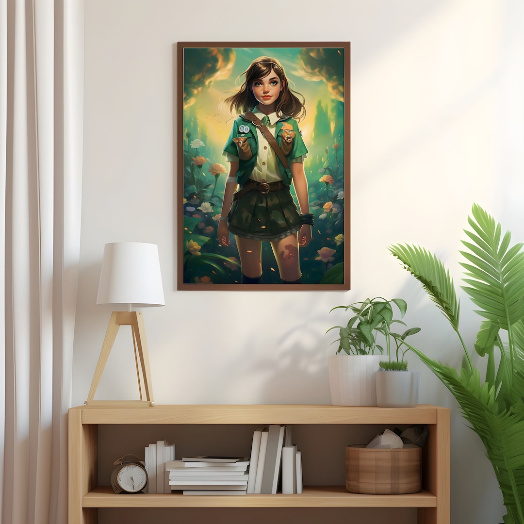 Whimsical Girl Scout Poster 4, Adorable Teenager Wall Art Beautiful ...
