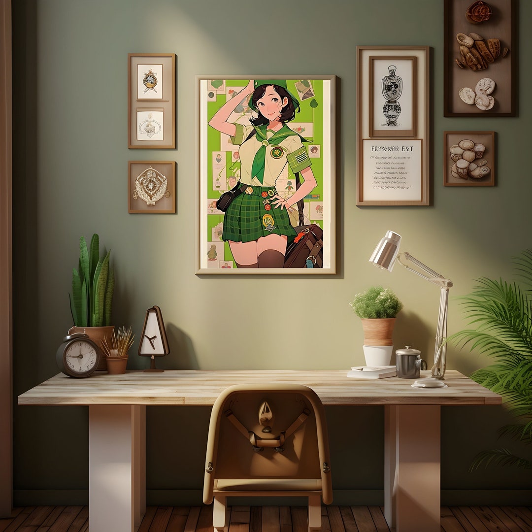 Anime Girl Scout Poster 4, Adventure Lover Gift for Teen Girls Manga ...