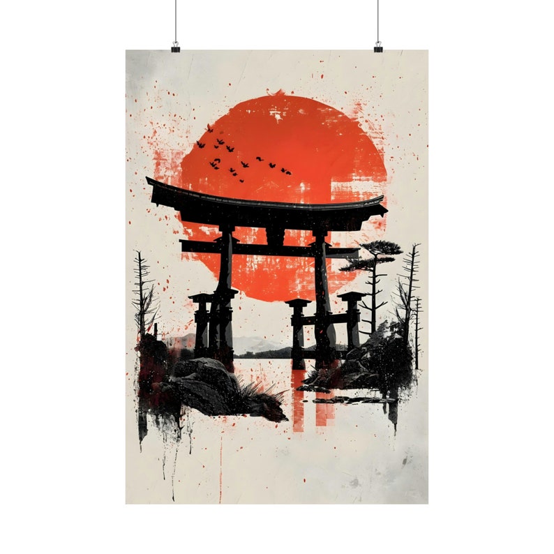 Torii Gate Poster 3, Japandi Wall Art Japanese Gate Decor Shinto Shrine ...