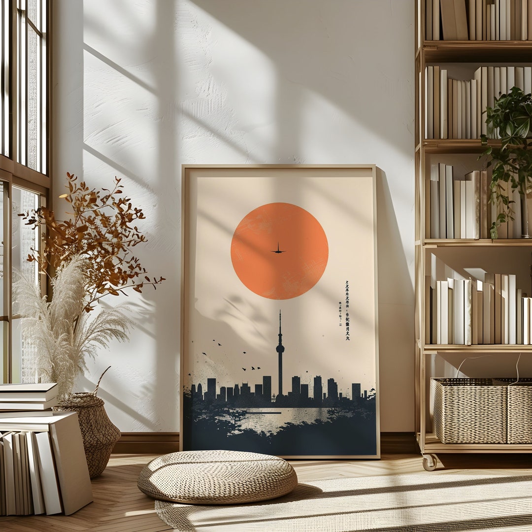 Tokyo Skyline Poster 1, Japandi Wall Art Sunrise Japanese Decor Japan ...