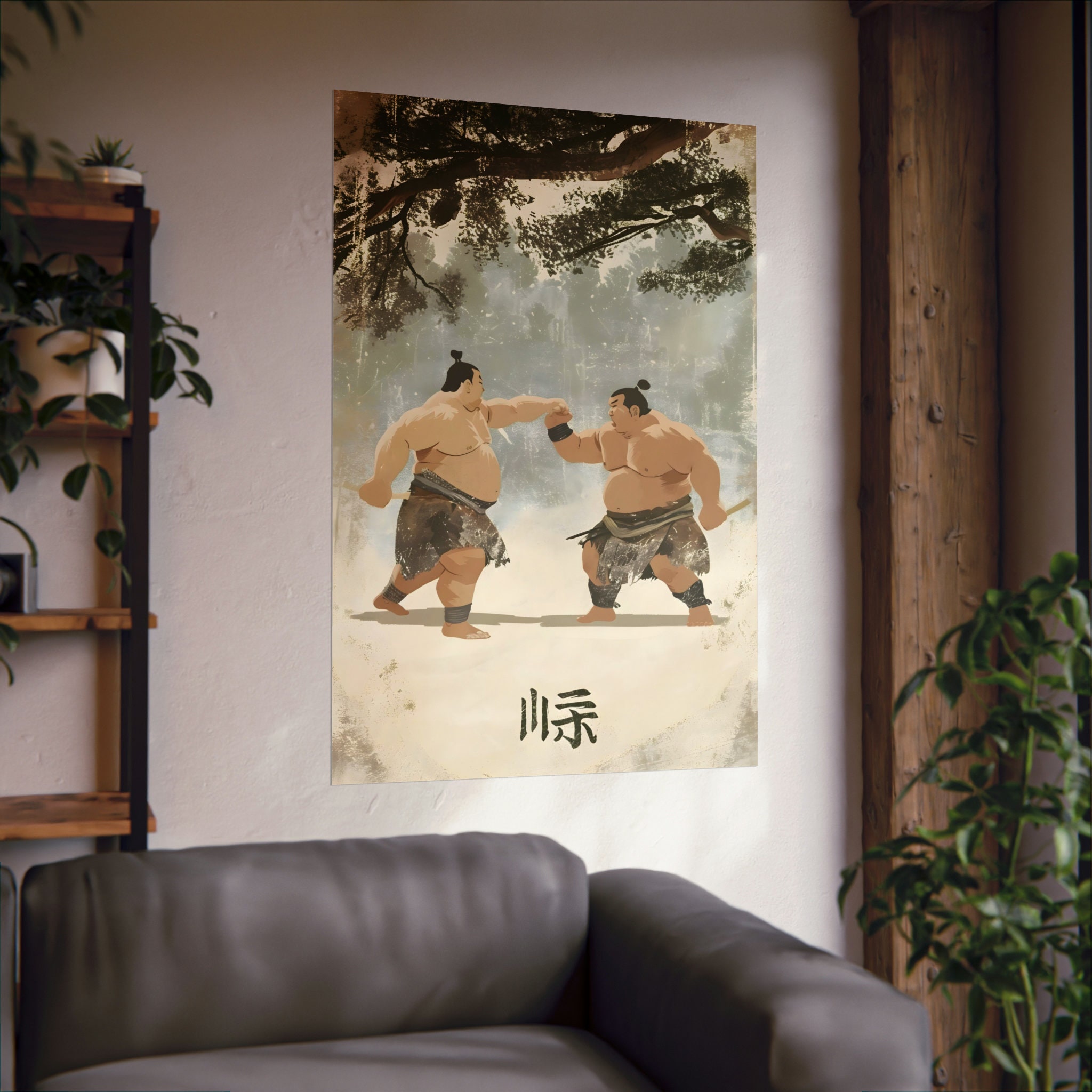 Sumo Wrestlers Poster, Japandi Wall Art Sports Decoration Martial Arts ...