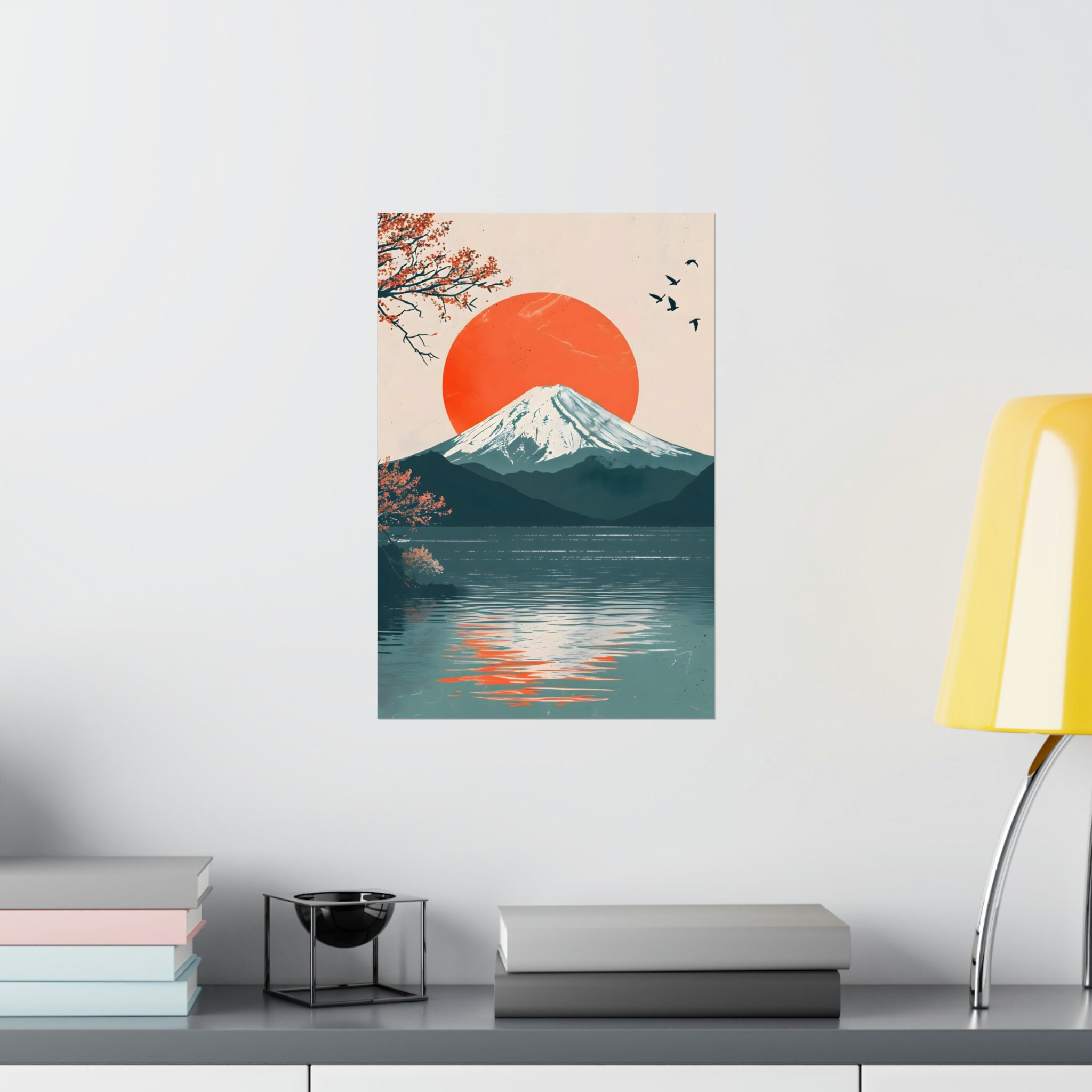 Mount Fuji Poster 2, Japandi Wall Art Sunset in Japan Art Japanese ...